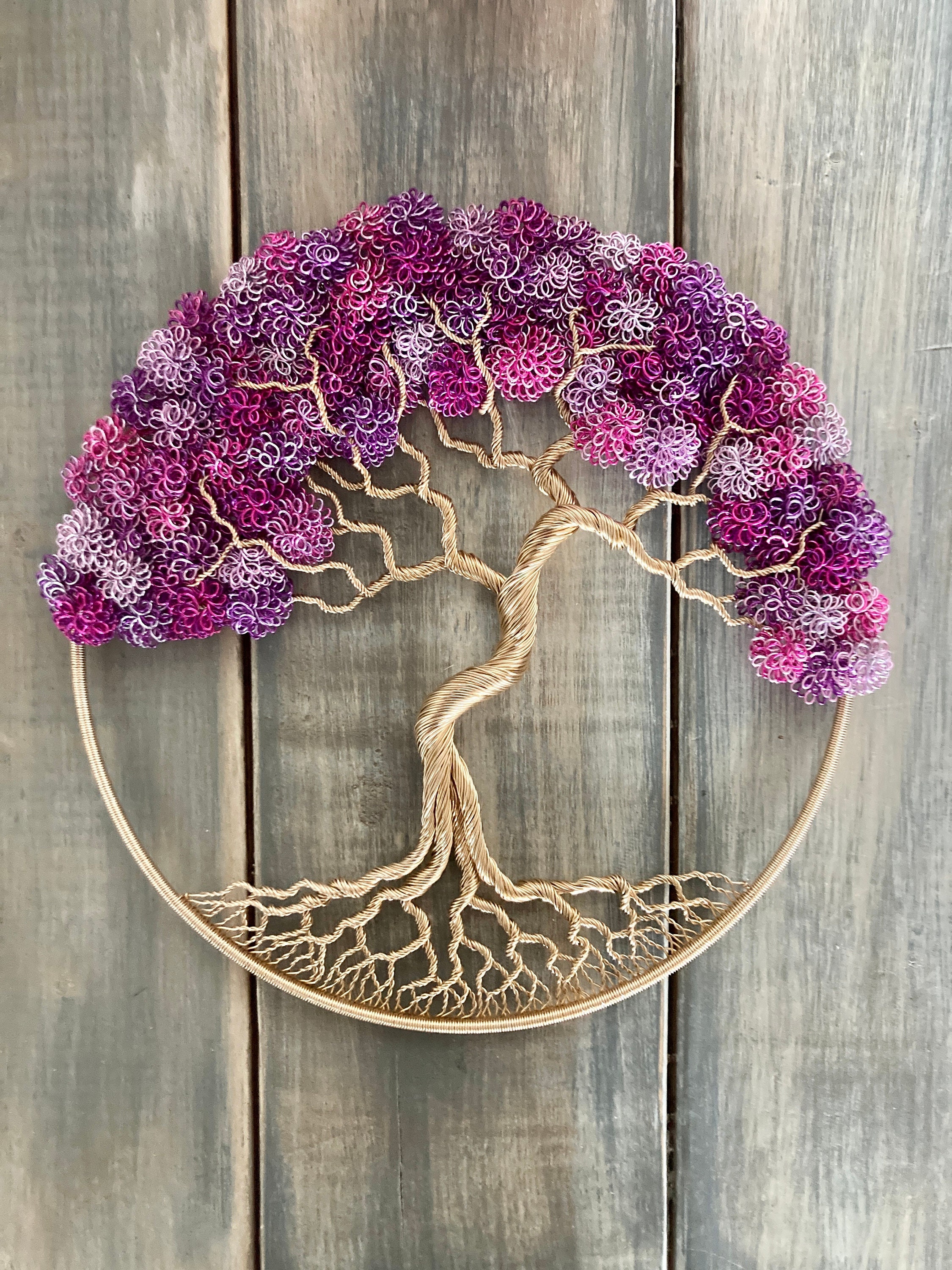 Handmade 10 Inch Wire Tree of Life | Pinks, Purples and Champagne Gold ...
