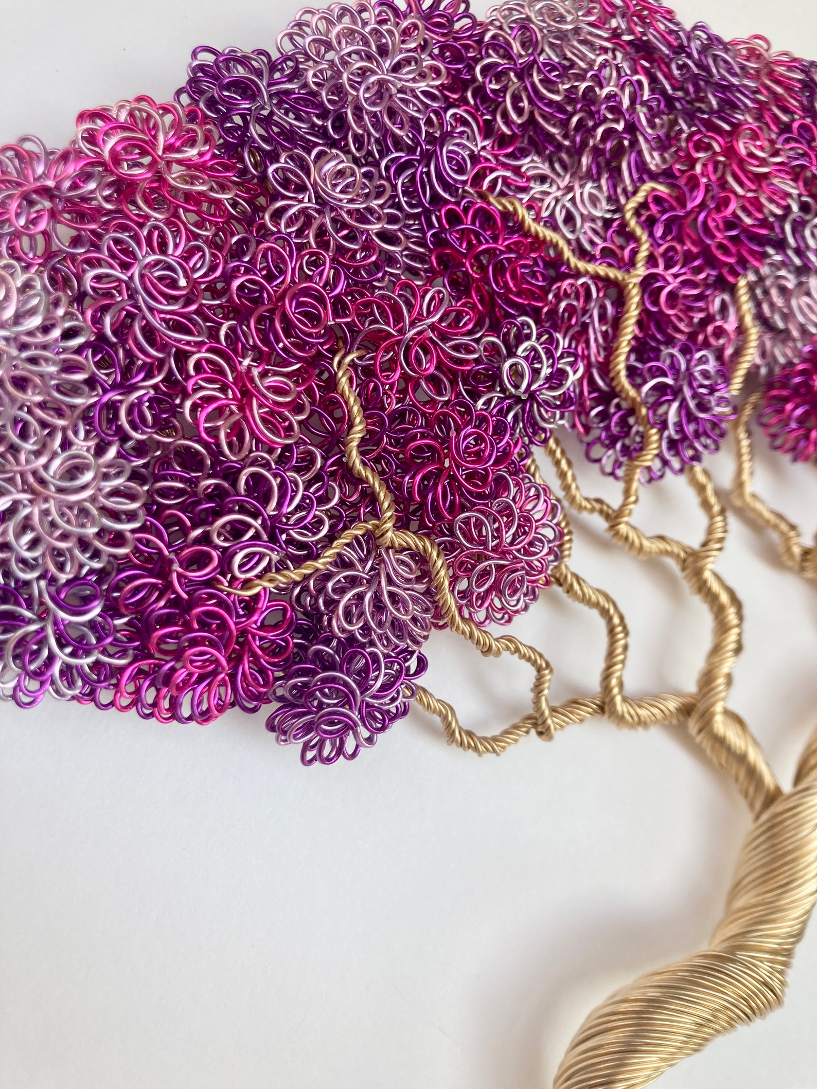 Handmade 10 Inch Wire Tree of Life | Pinks, Purples and Champagne Gold | Wire Sculpture | Wire ...