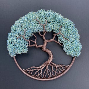 6 Inch Handmade Wire Tree of Life Mint Green & Steel Blue Wire ...