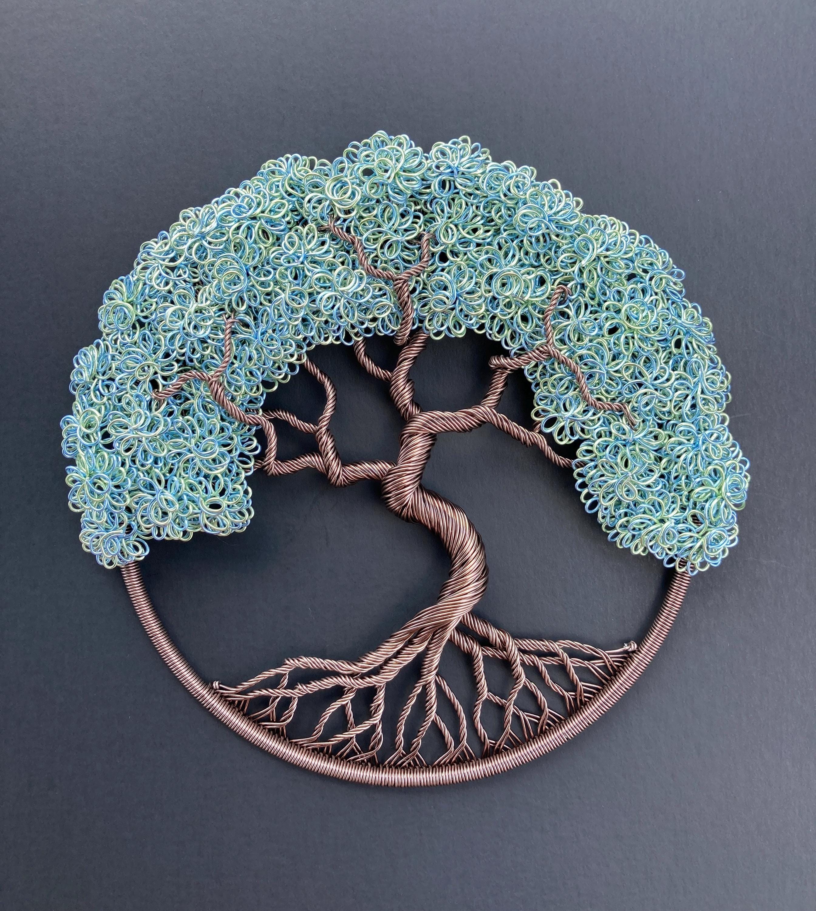 6 Inch Handmade Wire Tree of Life | Mint Green & Steel Blue | Wire ...