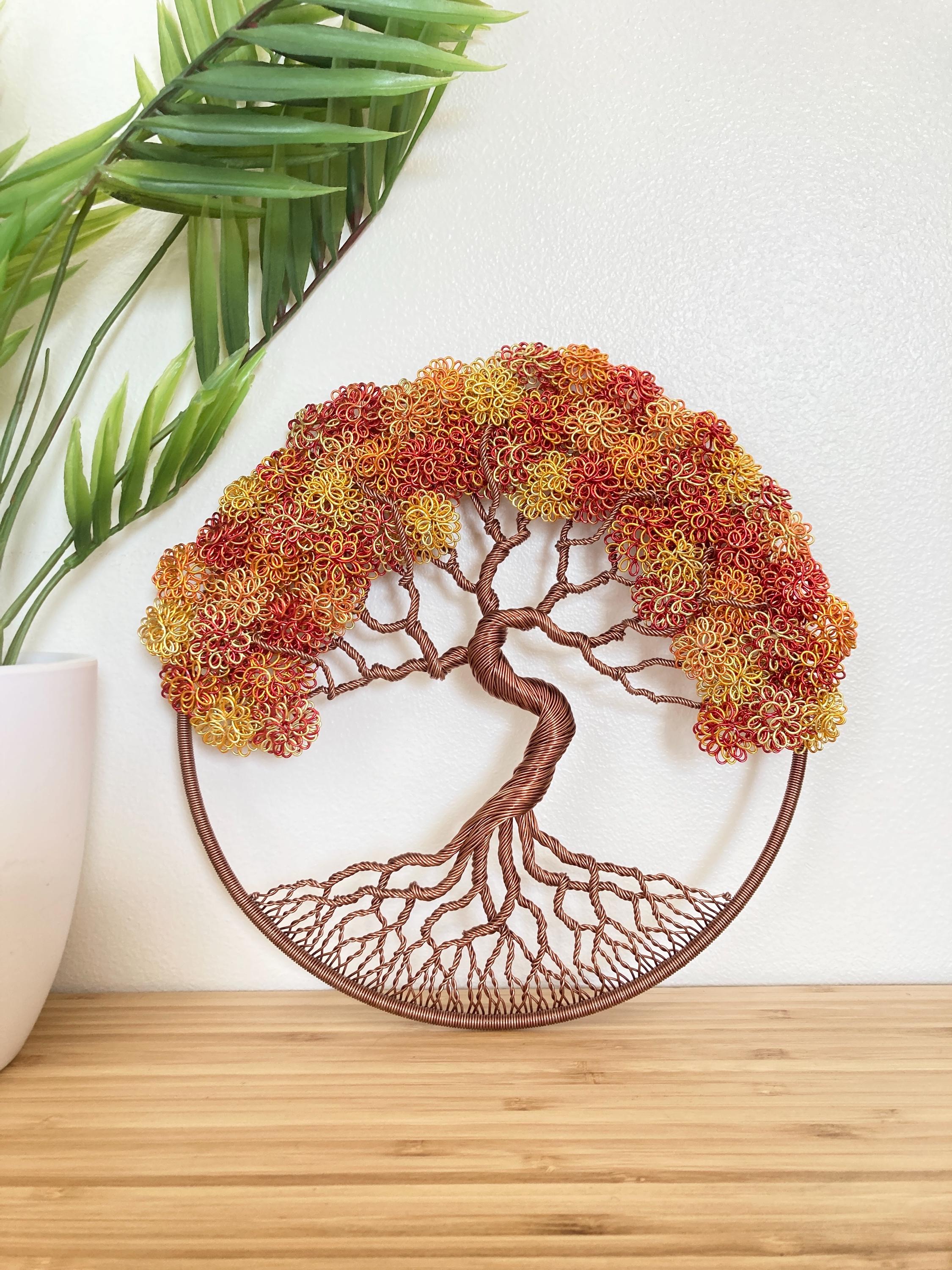 Handmade 8 Inch Wire Tree of Life | Red, Oranges, & Gold | Wire ...
