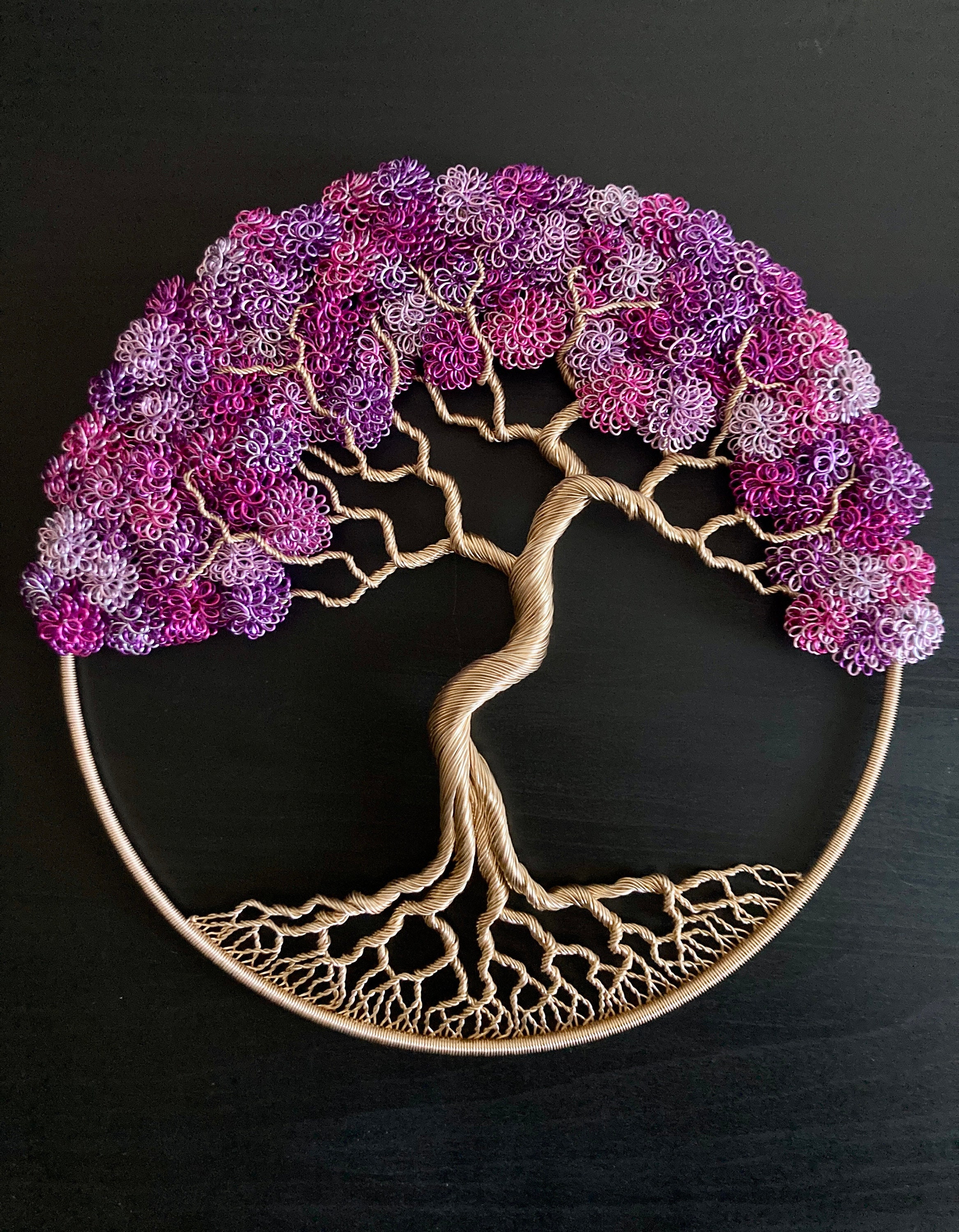 Handmade 10 Inch Wire Tree of Life Pinks, Purples and Champagne Gold ...