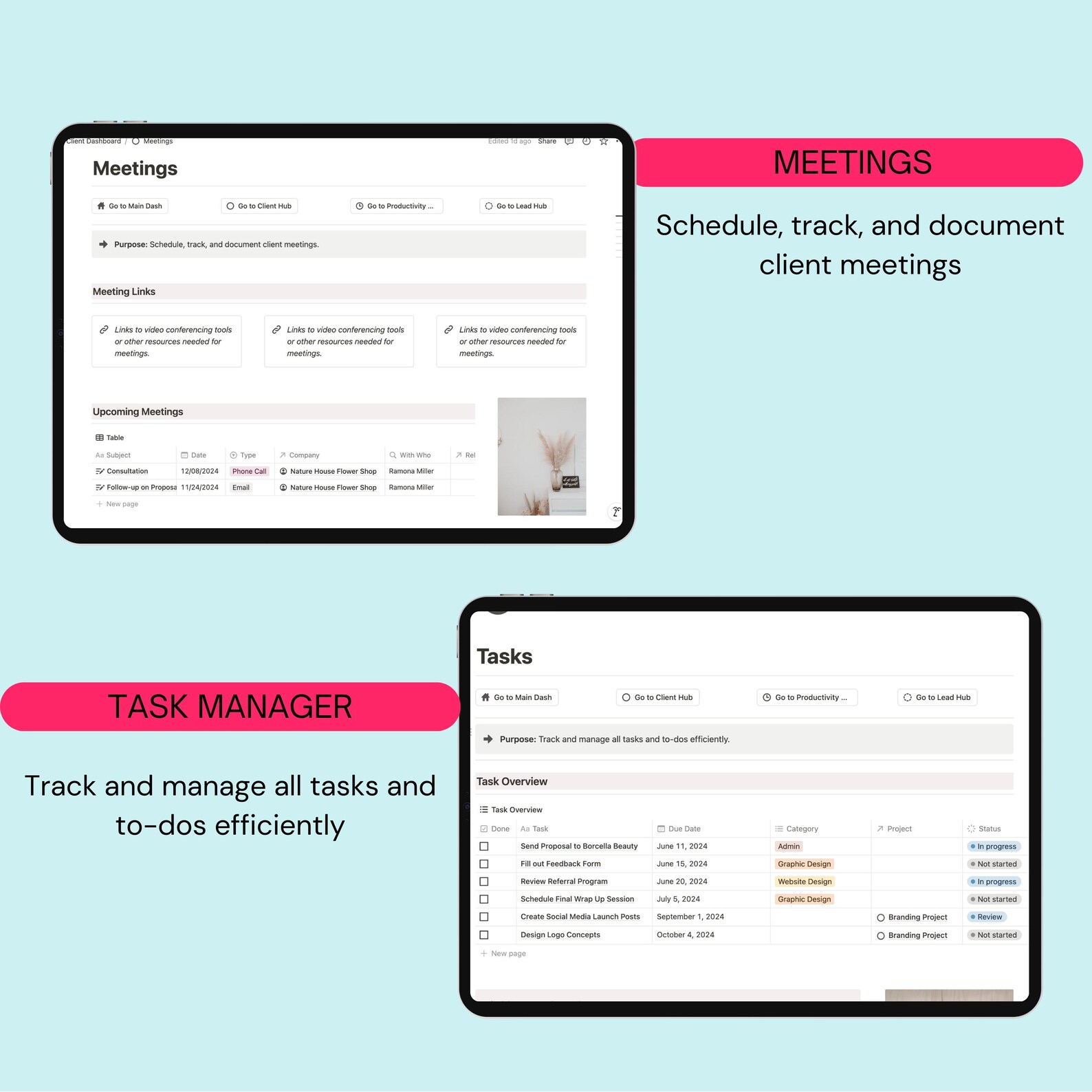 Client Dashboard Notion Template, Client Portal Notion Template, Notion ...