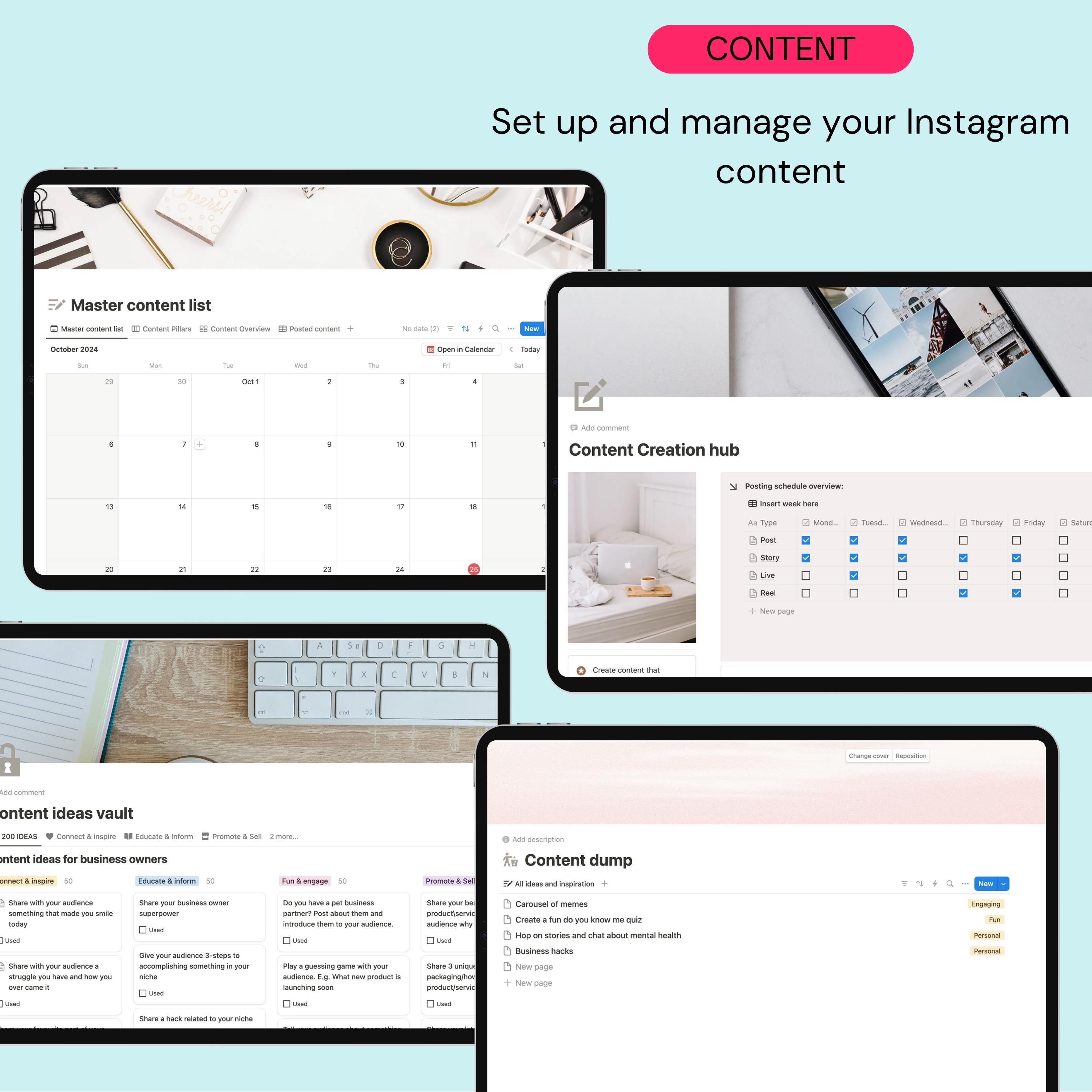 Instagram Planning Notion Template, Notion Instagram Content Planner ...