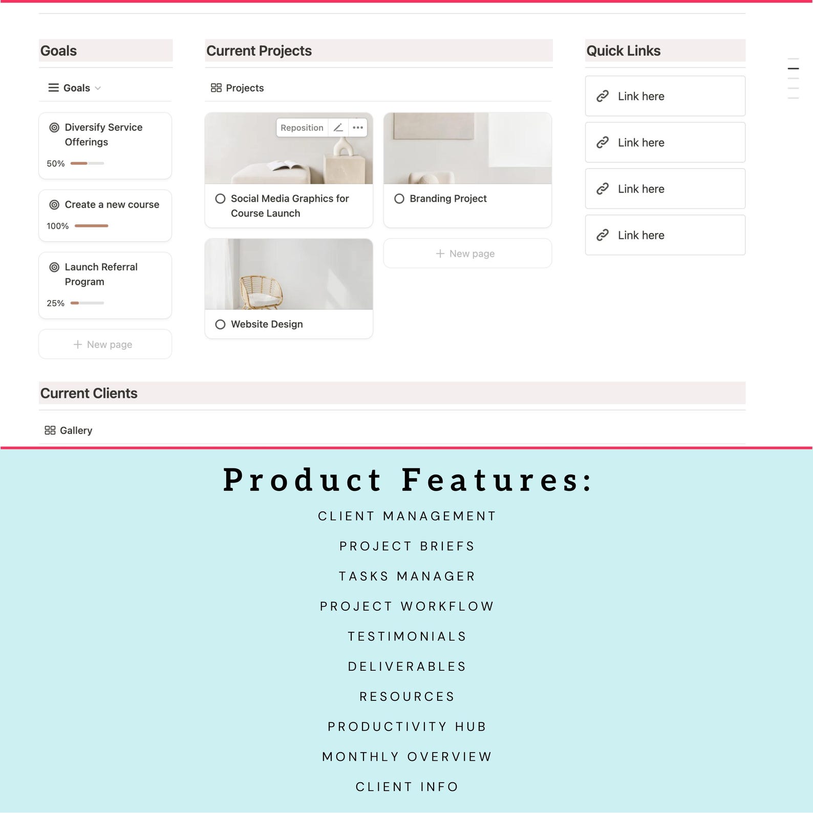 Client Dashboard Notion Template, Client Portal Notion Template, Notion ...