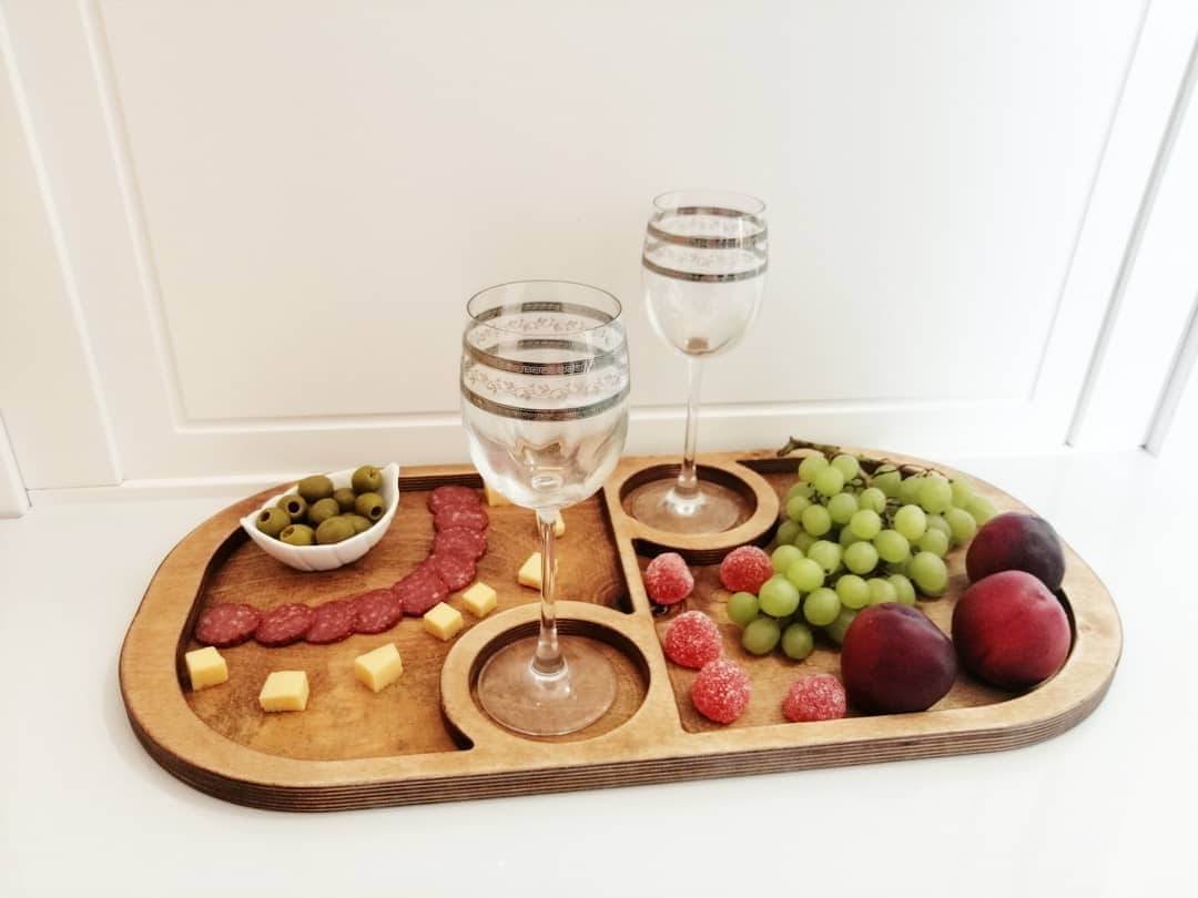 Wine Serving Tray Dxf, Serving Plate Cnc, Serving Tray, Food Snack Tray ...