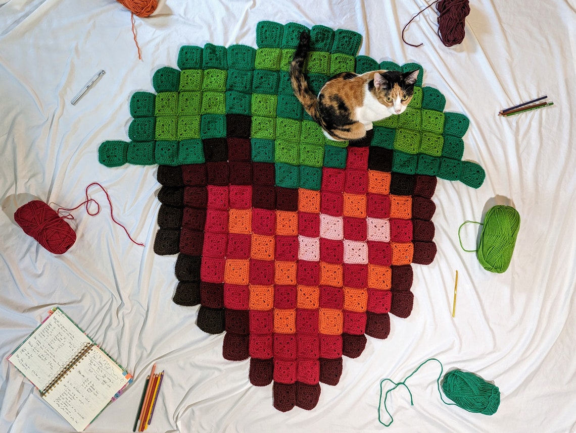 Strawberry Crochet Blanket Pattern Beginner Friendly Crochet - Etsy