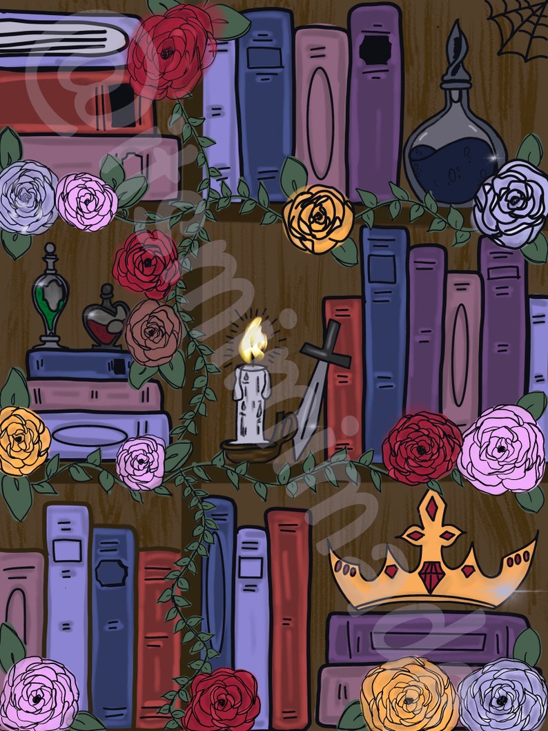 Fantasy Bookshelf Wallpaper - Etsy