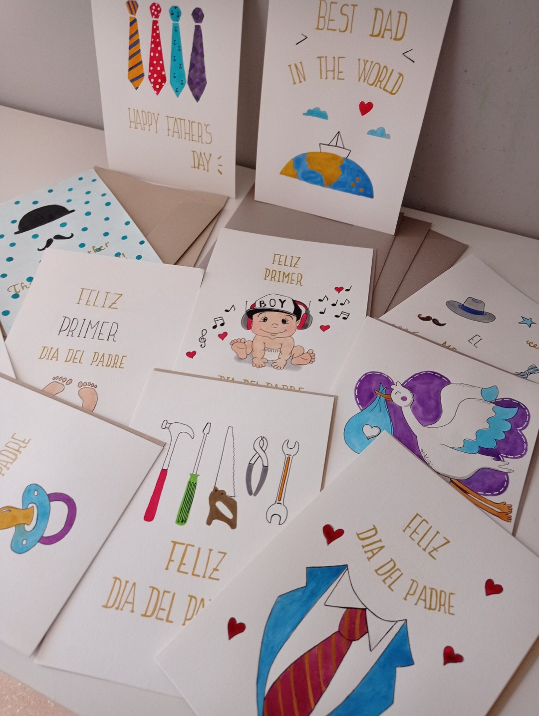 Happy Father Cards/ Hand Painted Watercolor Cards for the Best Father ...