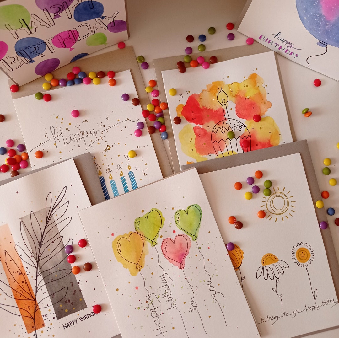 Greeting Cards | Happy Birthday Card | Pack of 3 Cards | Hand Painted ...