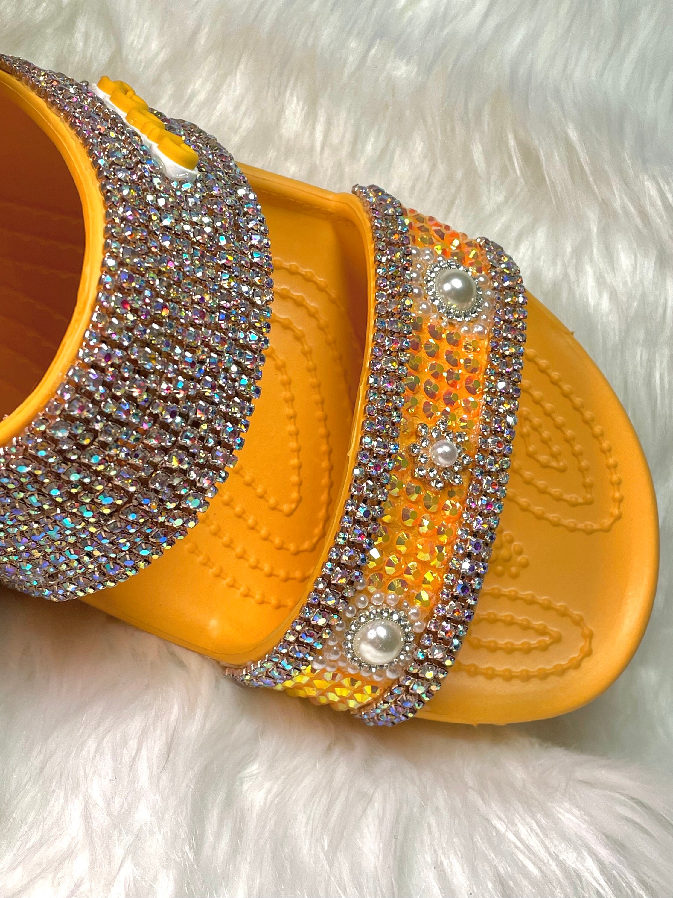 Orange Custom Croc Slides Bling Croc Sandals Slides With Charms/jibbitz ...