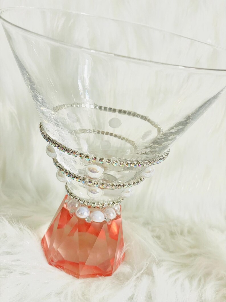 Pink Rhinestone Martini Glasses and Pitcher Set - Bling Barware - Etsy