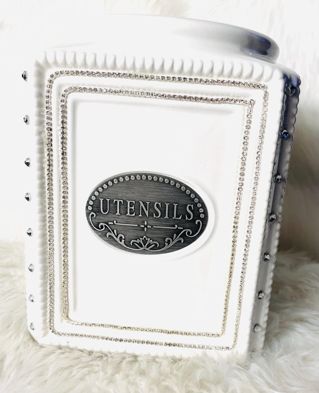 Bling Farmhouse Utensil Holder Embellished With Clear Rhinestone ...