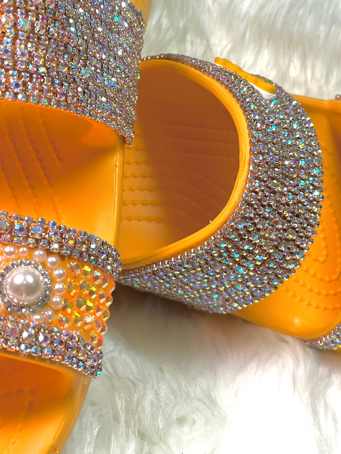 Orange Custom Croc Slides Bling Croc Sandals Slides With Charms/jibbitz ...