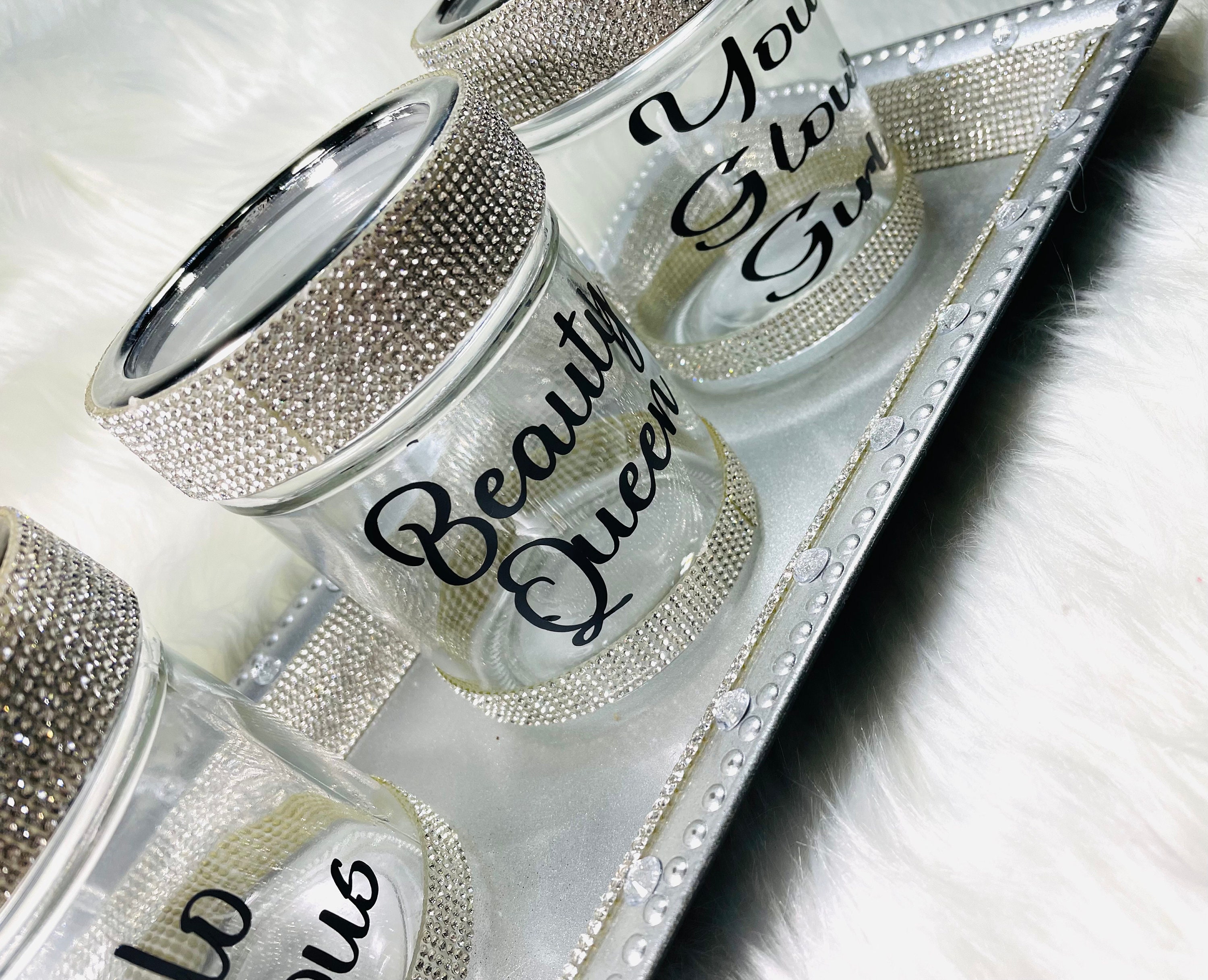 Silver Clear Bling Vanity Tray Bathroom Accessories Bling Home Decor - Etsy