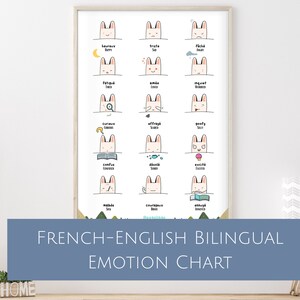 French-english Bilingual Emotions Chart + Flashcards Set | Printable ...