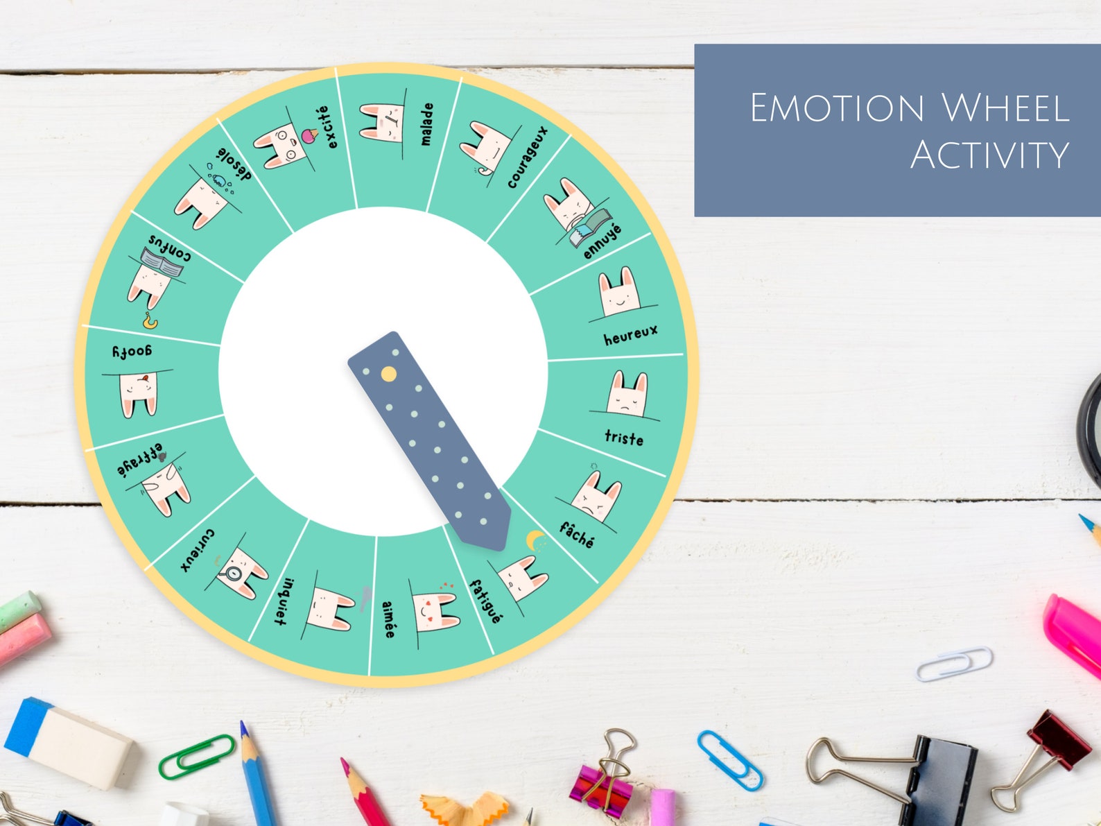 French-english Bilingual Emotions Chart Flashcards Set Printable ...