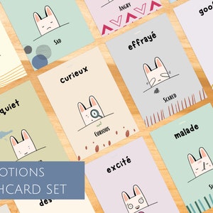 French-english Bilingual Emotions Chart + Flashcards Set | Printable ...