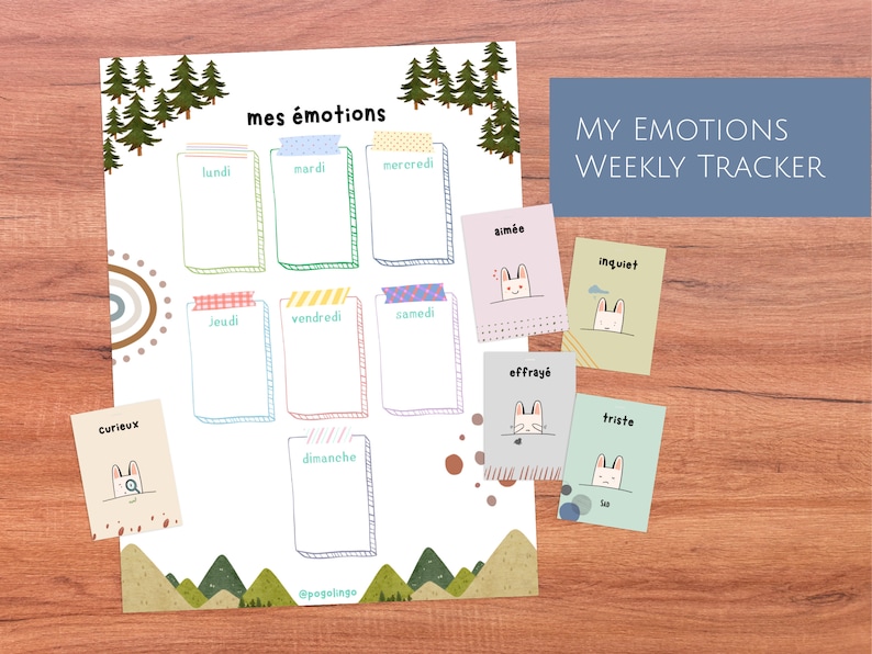 French-english Bilingual Emotions Chart + Flashcards Set | Printable ...