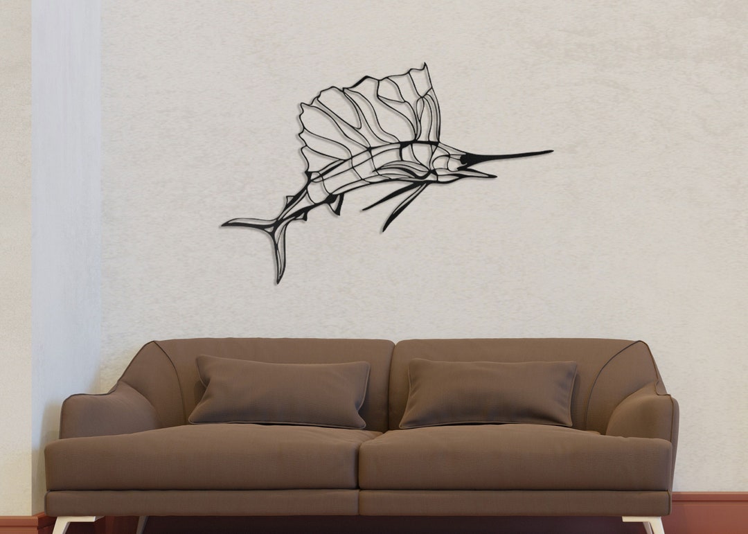 Swordfish Metal Wall Decoration, Sea Creatures Metal Decor, Metal Fish ...