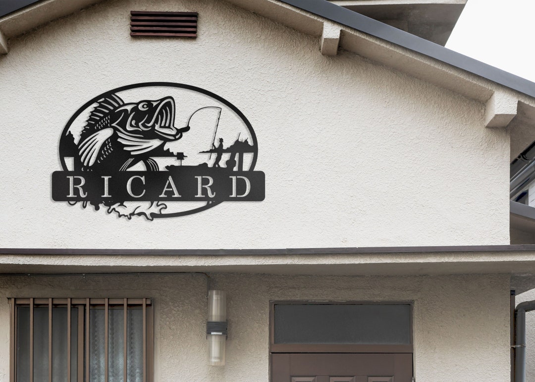 Personalized Fishing Rod Metal Sign Art, Custom Fishing Boat Names ...