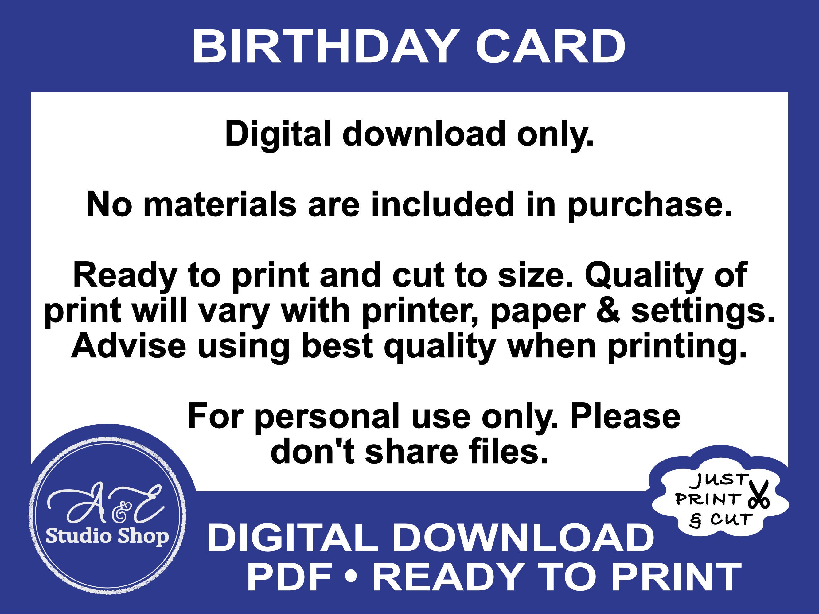 Birthday Card - Happy Birthday - Balloons With Heart - PDF Ready to ...