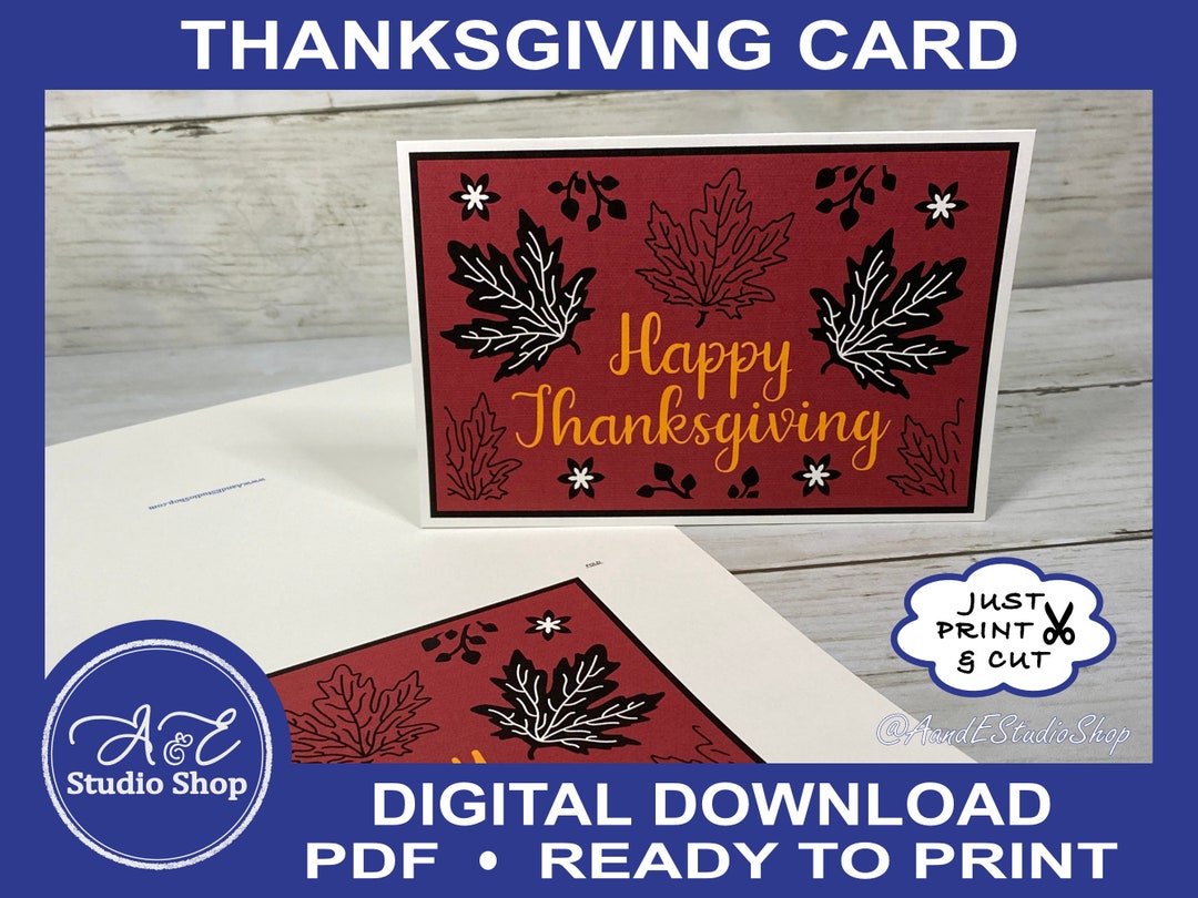 Thanksgiving Card - Happy Thanksgiving - Fall Leaves - PDF Ready to ...