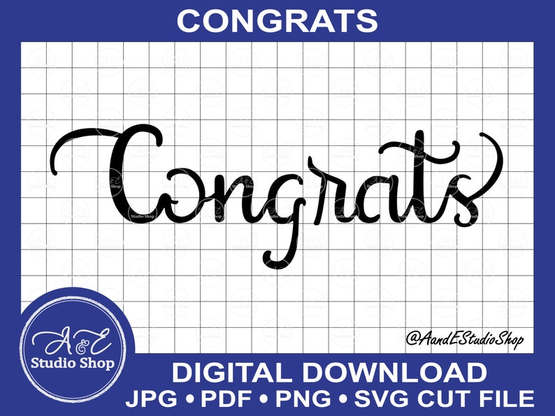 Congrats in Fancy Script - Digital Download Only - SVG Cut & Image ...
