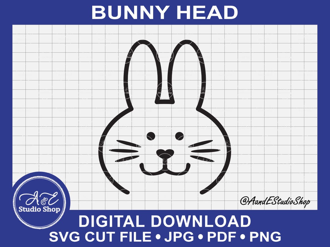 Bunny Head - Open Outline - Digital Download Only - SVG Cut & Image ...
