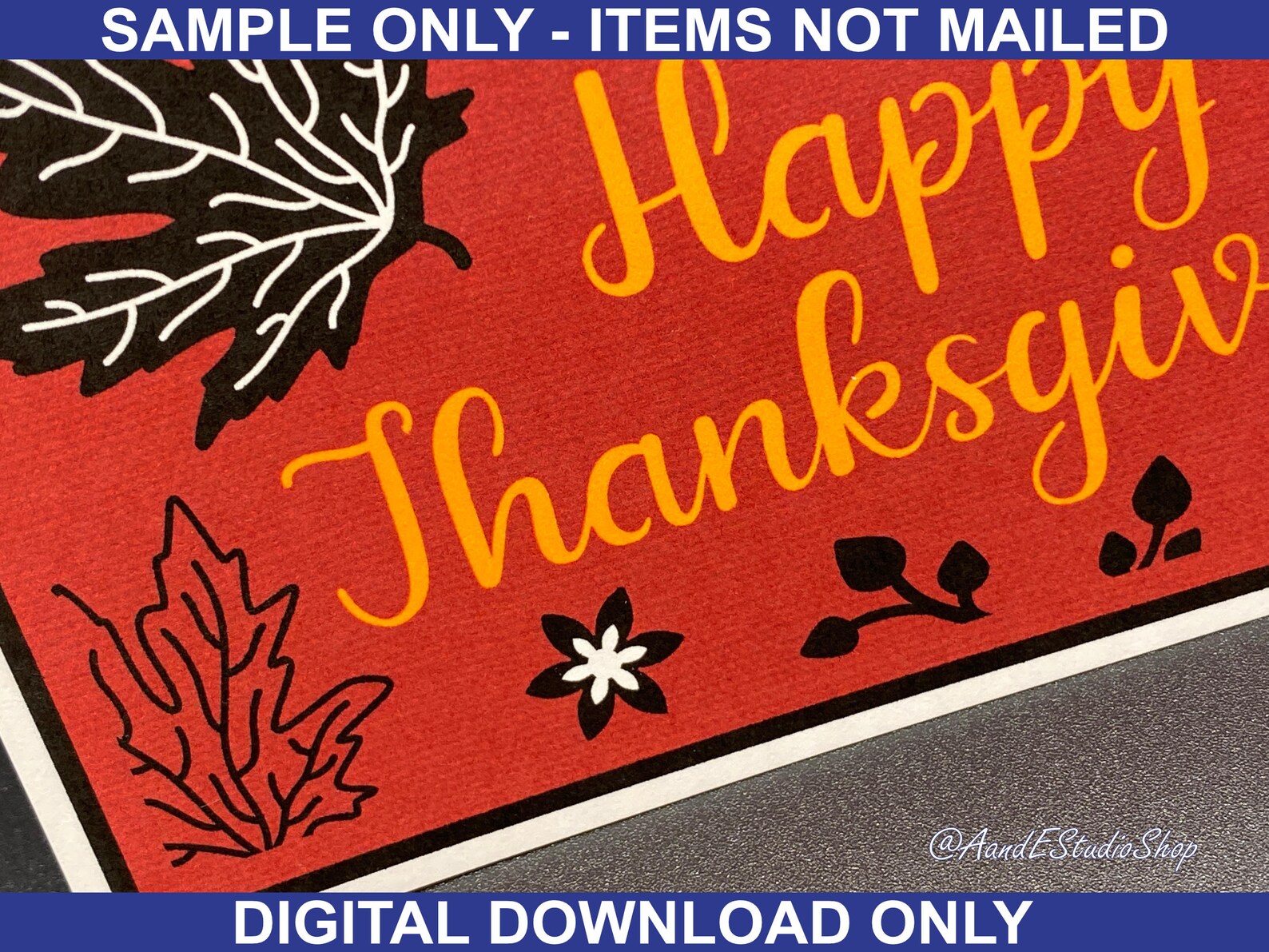 Thanksgiving Card - Happy Thanksgiving - Fall Leaves - PDF Ready to ...