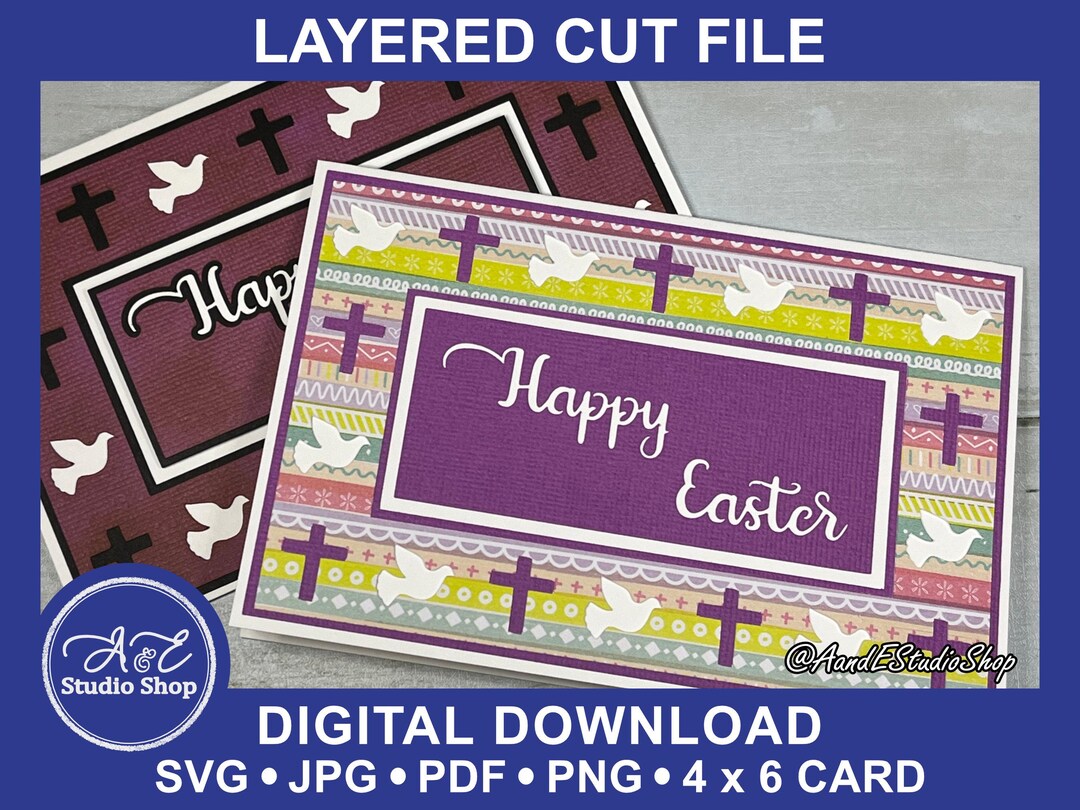 Easter 3D Layered Papercut Card - Happy Easter - Doves Crosses Window ...