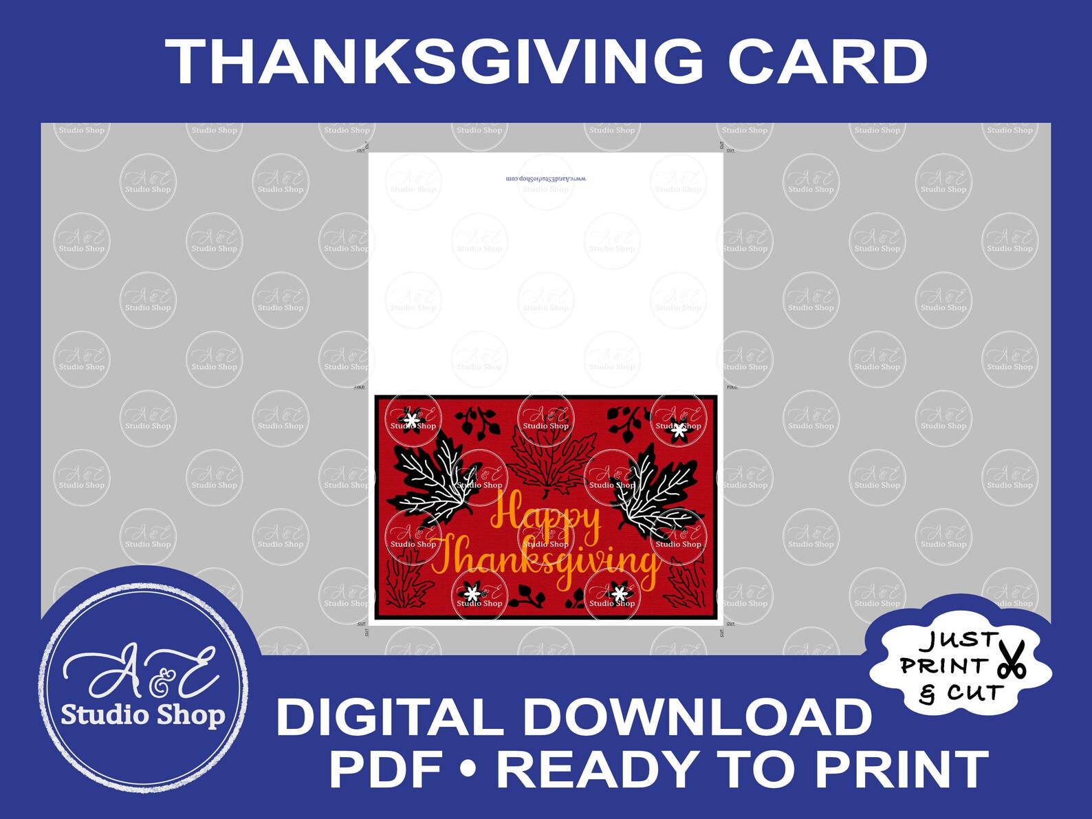 Thanksgiving Card - Happy Thanksgiving - Fall Leaves - PDF Ready to ...