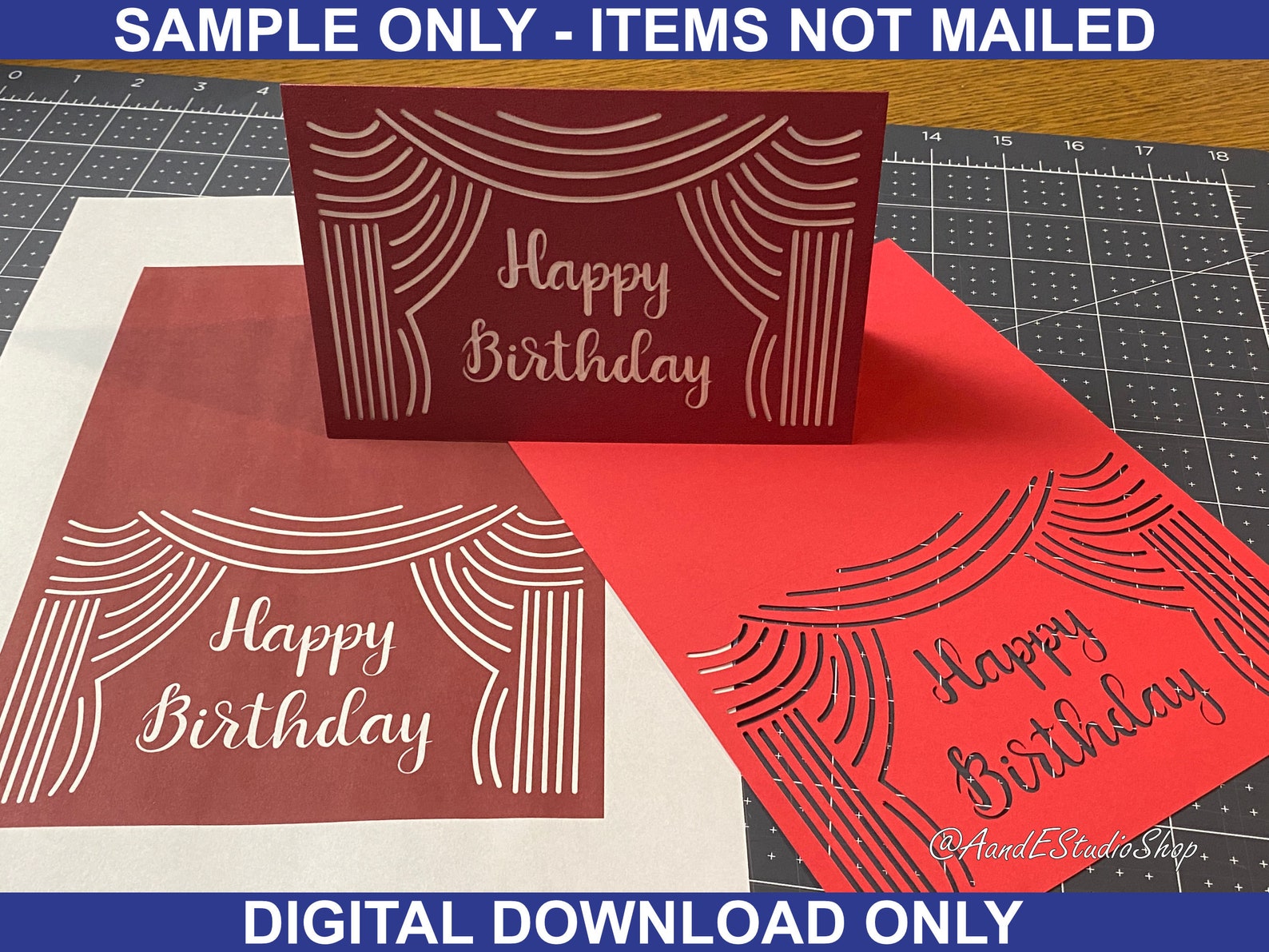 Birthday Card - Happy Birthday - Theatre Stage With Curtains - Digital ...