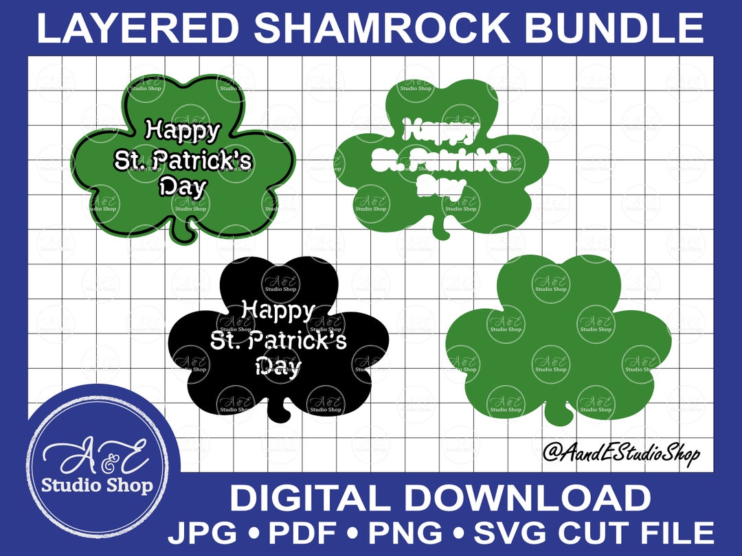 Shamrock Bundle - Layered Happy St Patrick's Day - Digital Download ...