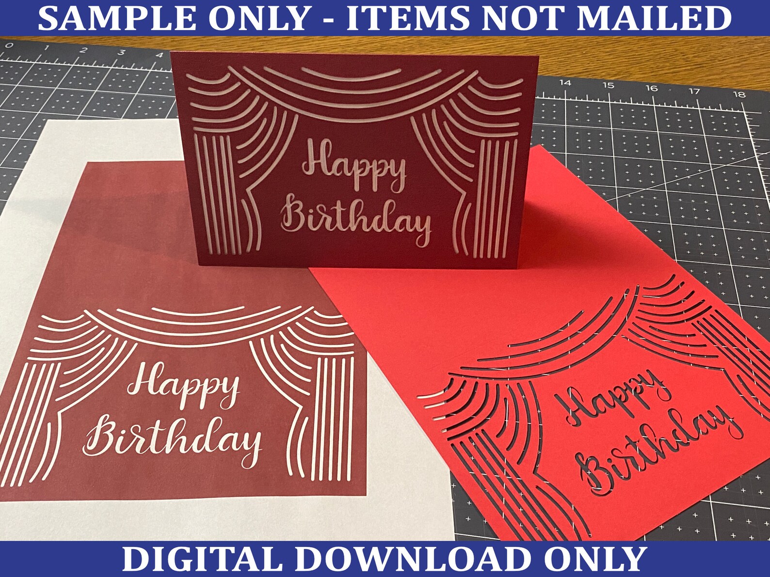 Birthday Card Happy Birthday Theatre Stage With Curtains - Etsy