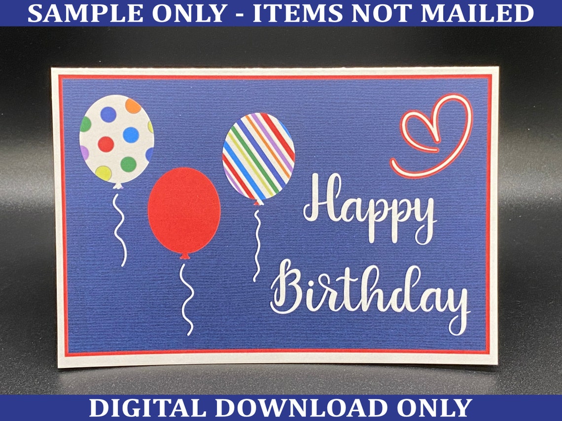 Birthday Card Happy Birthday Balloons Ready to Print - Etsy