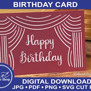 Birthday Card Happy Birthday Theatre Stage With Curtains Digital ...