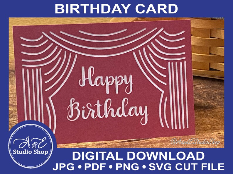 Birthday Card Happy Birthday Theatre Stage With Curtains Digital ...