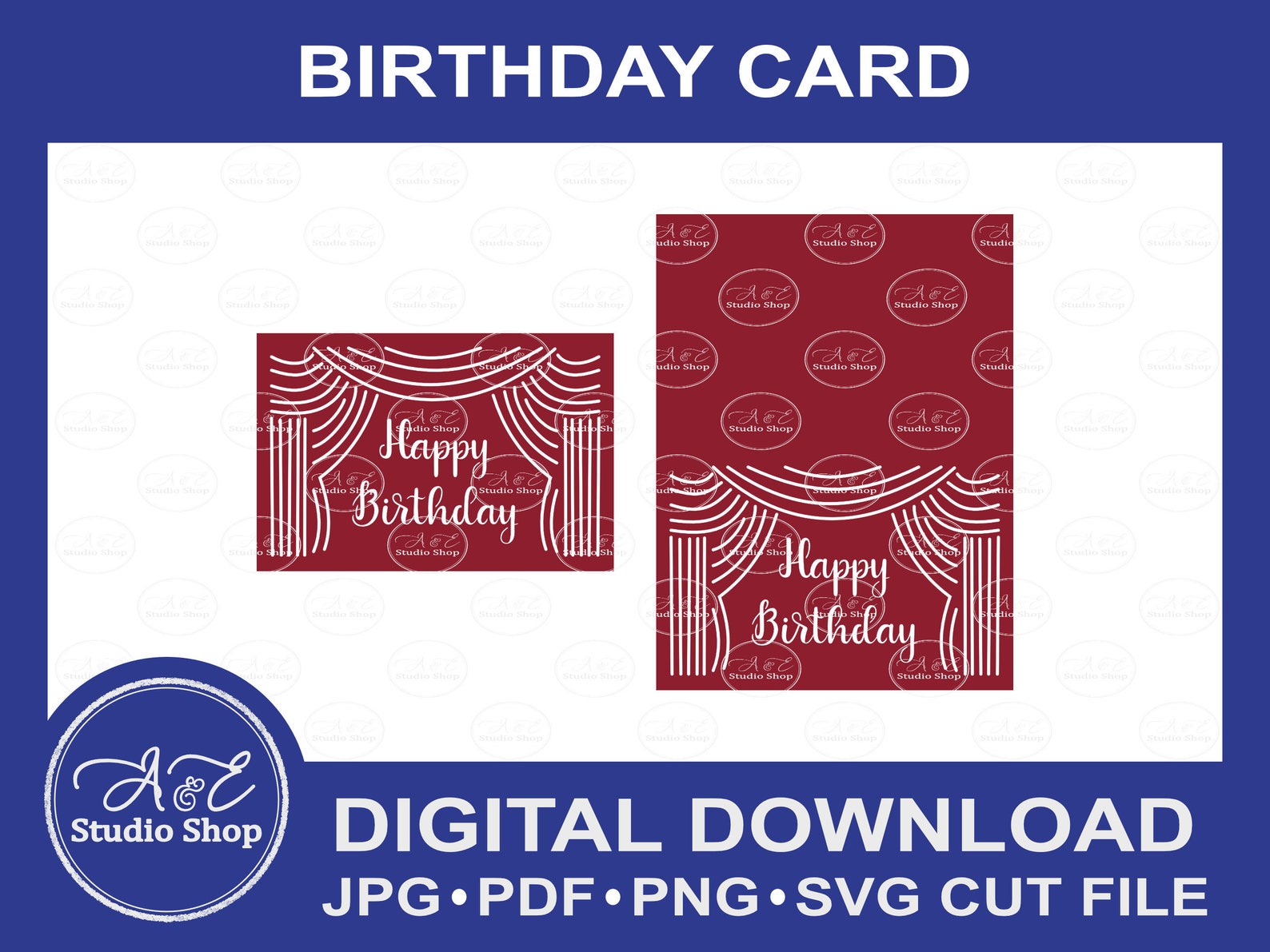 Birthday Card Happy Birthday Theatre Stage With Curtains - Etsy