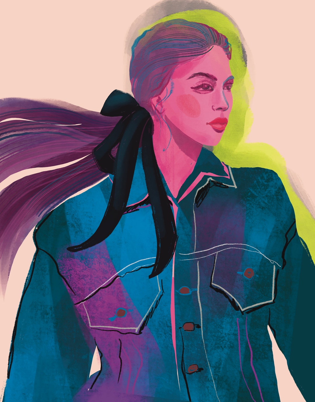 Denim Jacket Fashion Print, Denim Jacket Printable Art, Denim Printable ...