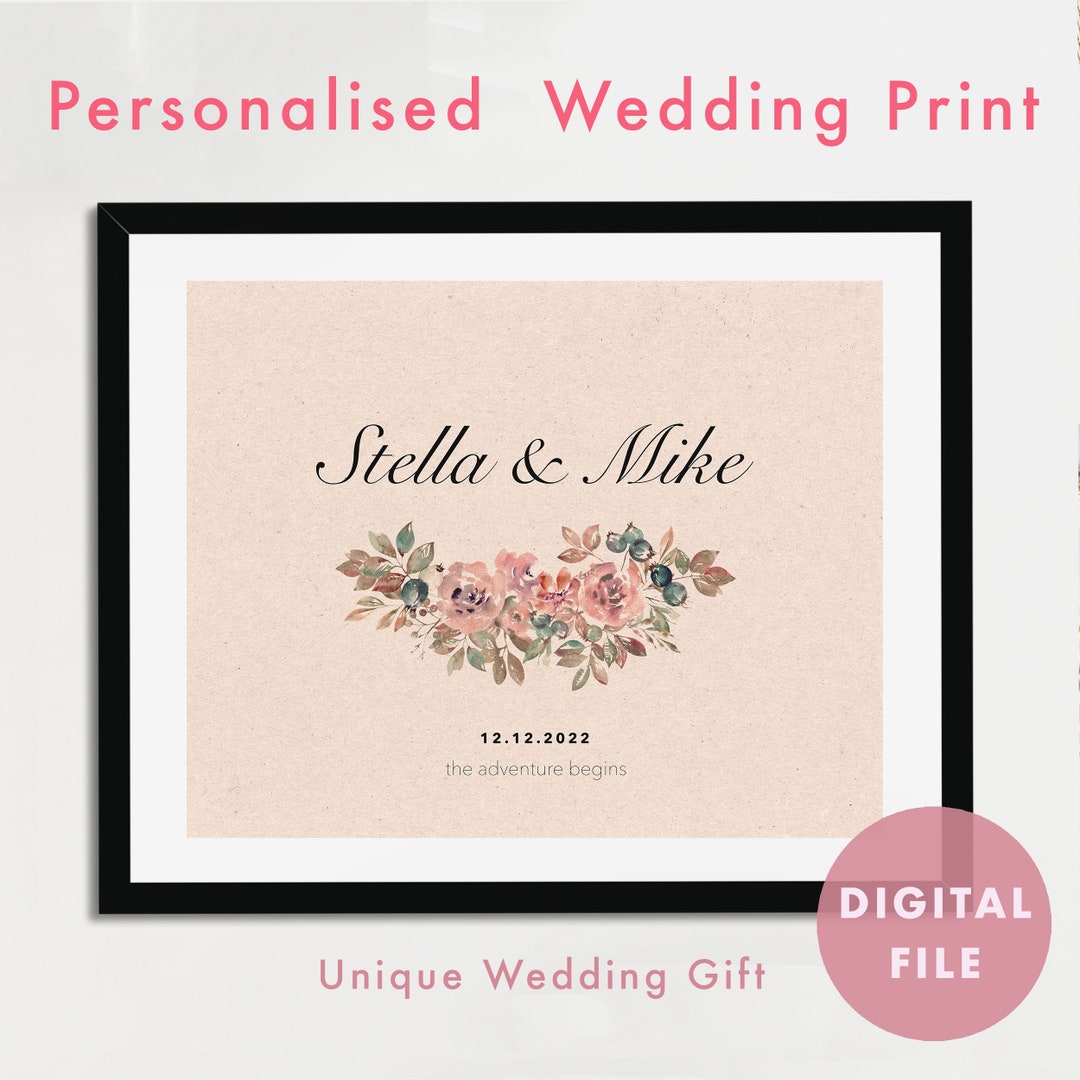 Digital Personalised Wedding Gift, Digital Custom Couple Print ...