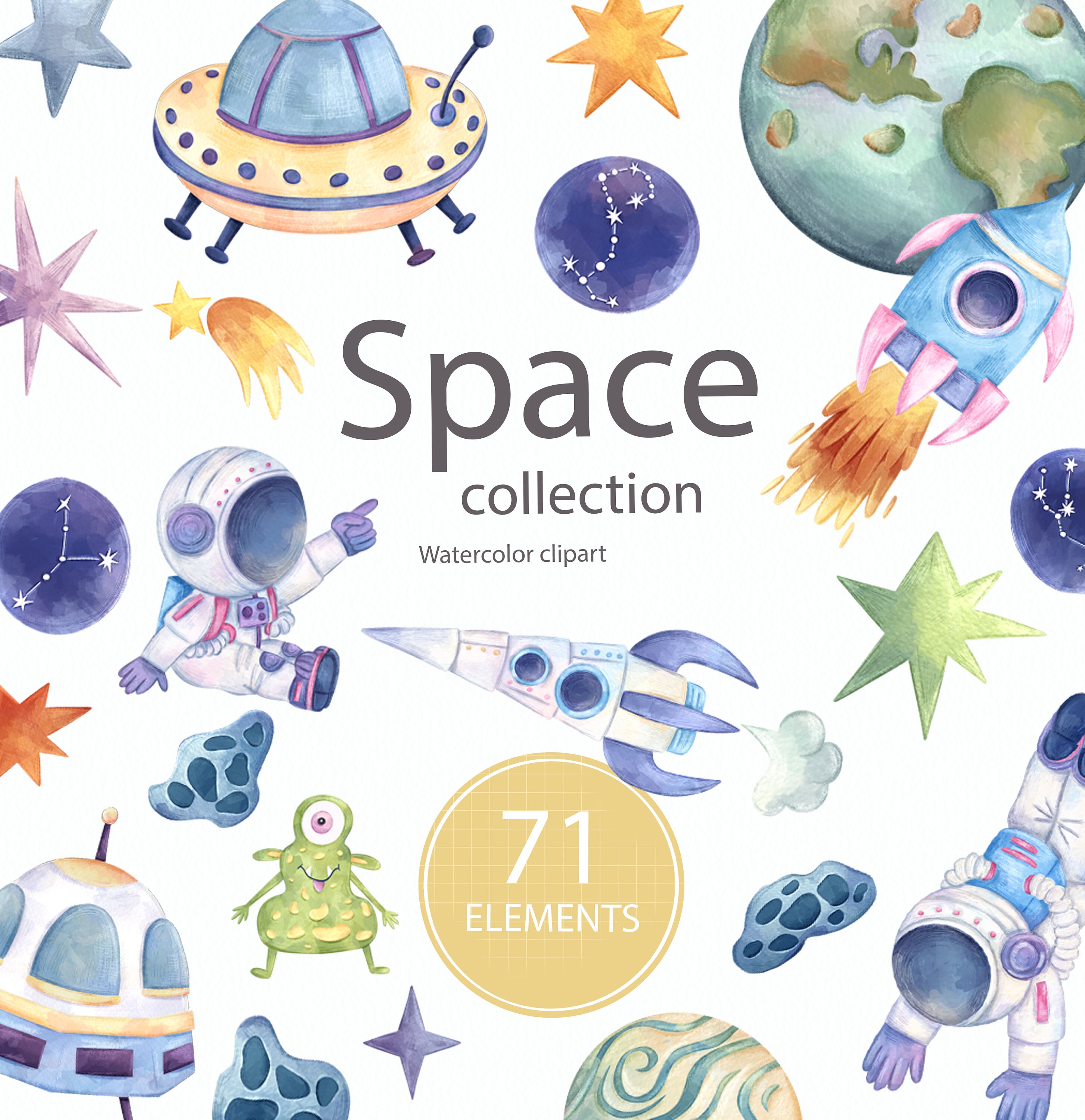Space Watercolor Clipart Planet Clipart Clipart of an Astronaut Png ...