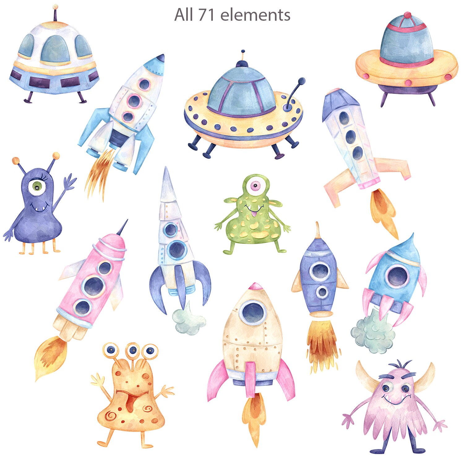 Space Watercolor Clipart Planet Clipart Clipart of an Astronaut Png ...