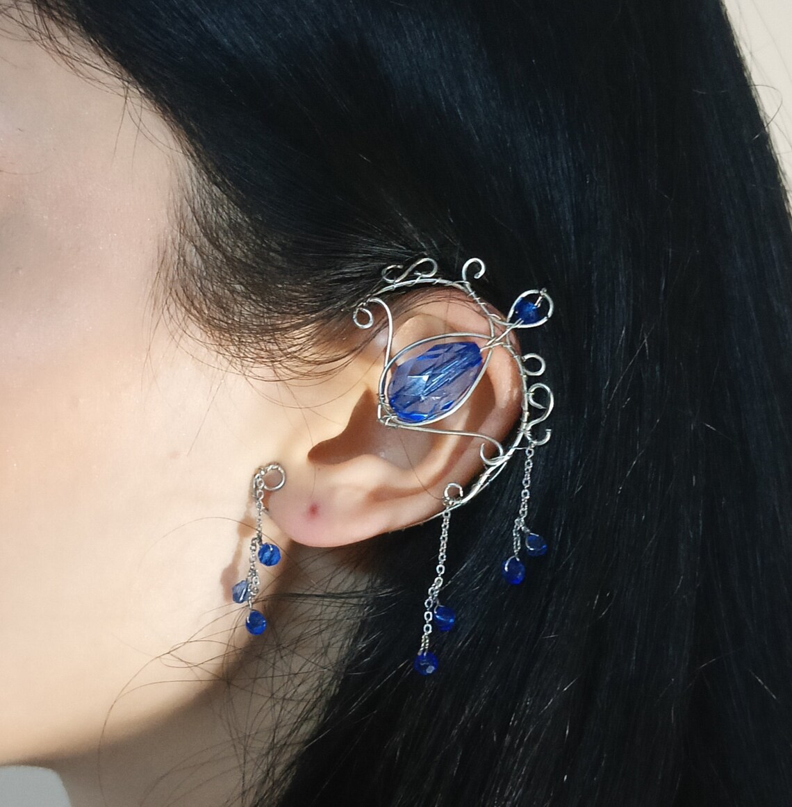 No Piercing Ear Cuff, Mermaid Ear Cuffs, Blue Ear Cuffs / Orange Ear ...