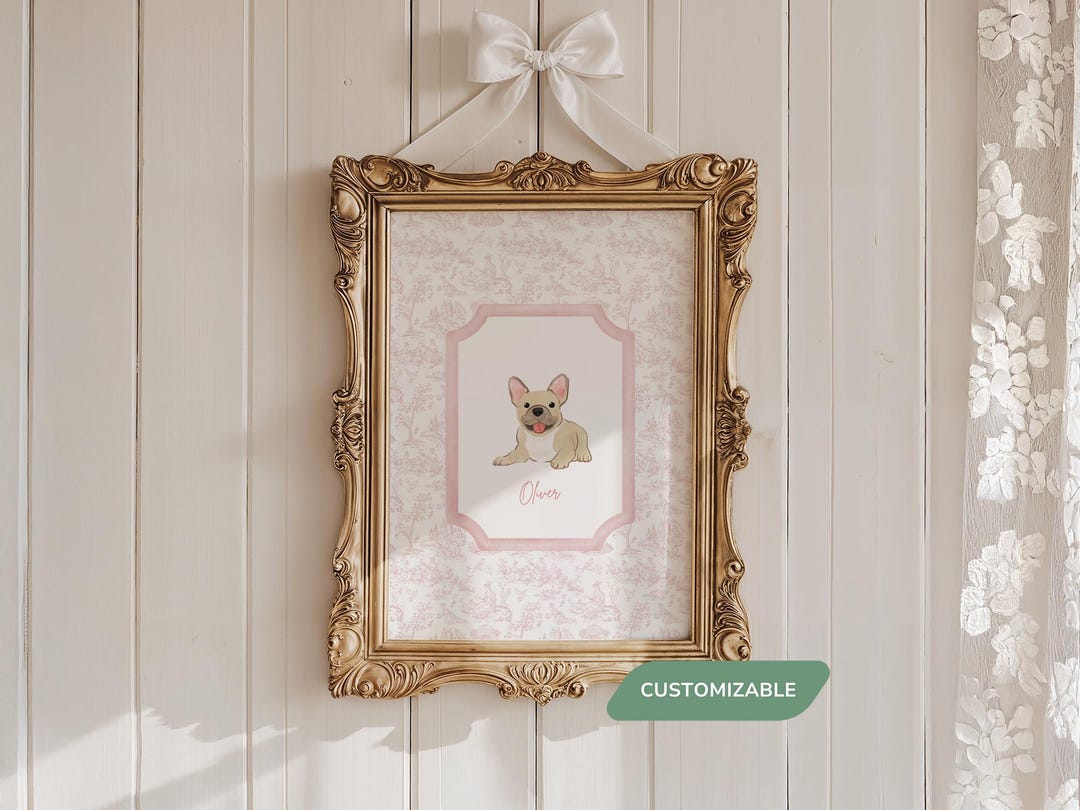 French Bulldog Print Gifts, Personalized Preppy Botanical Dog Poster ...