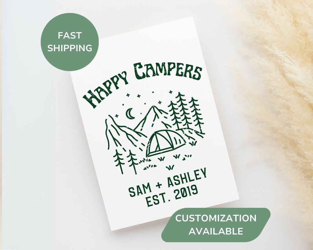 Custom Happy Campers Greeting Cards, Personalized Couples Names Cards ...