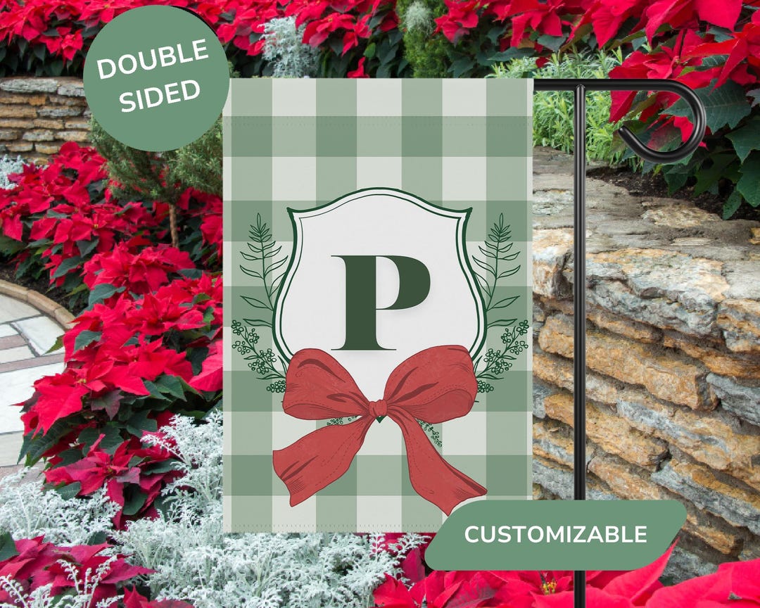 Custom Family Name Garden Flag, Christmas Family Monogram Yard Art ...