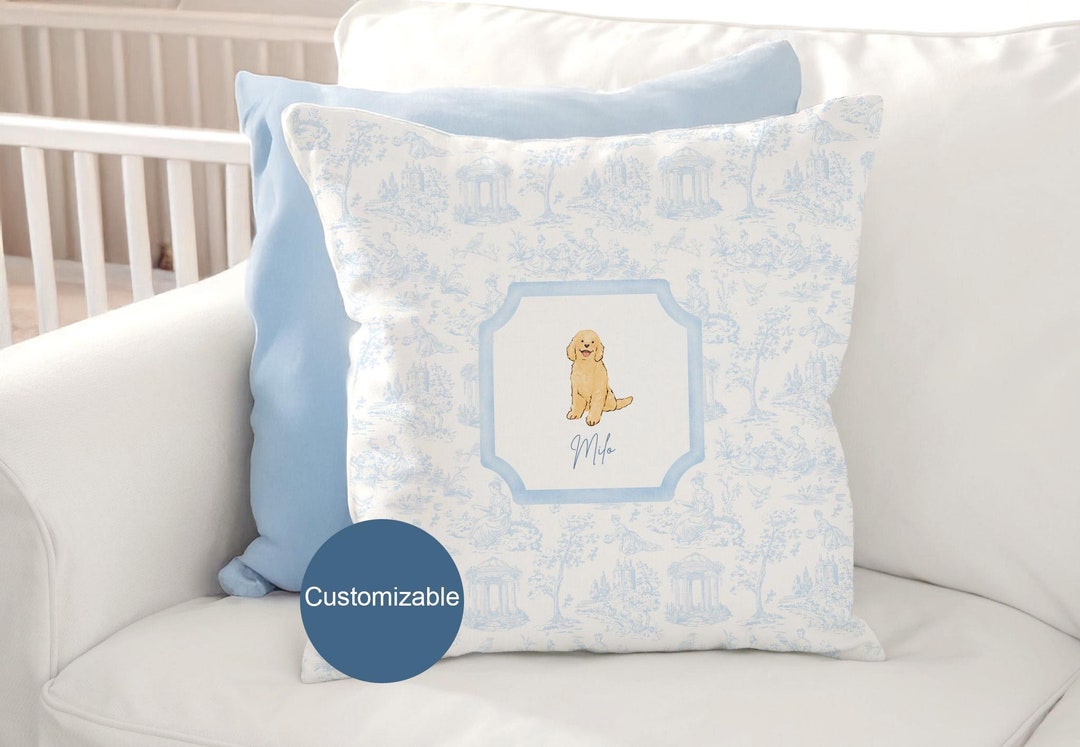 Custom Goldendoodle Pillow Cover, Personalized Pet Golden Doodle Dog ...