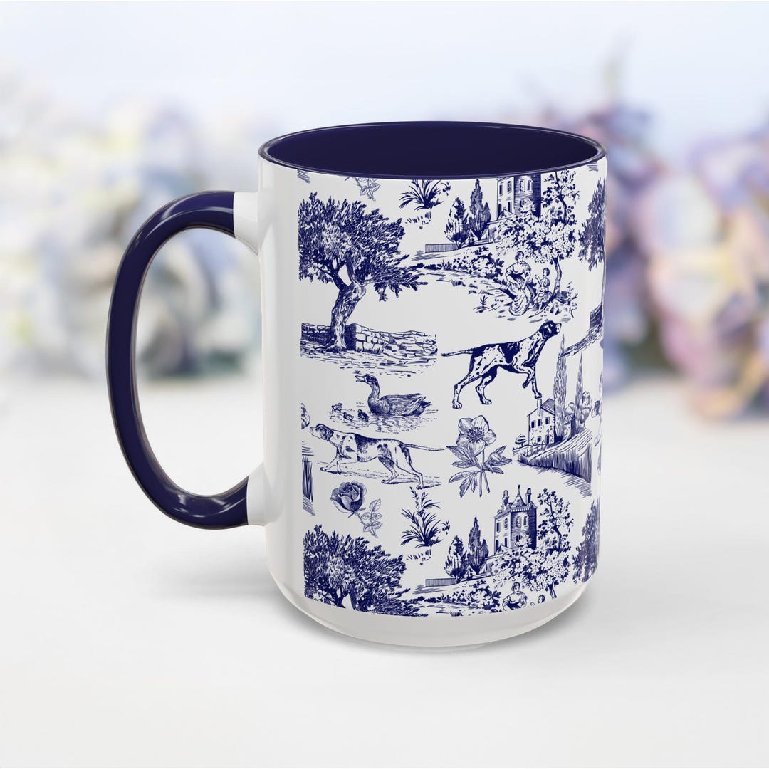 German Shorthaired Pointer French Country Toile Mug, Blue White ...