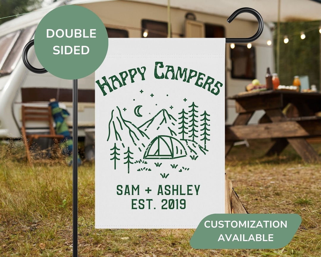 Custom Camping Flag, Personalized Camp Trip Banner, Family Name Garden ...